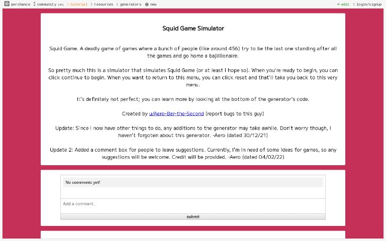 Squid Game Simulator ― Perchance Generator