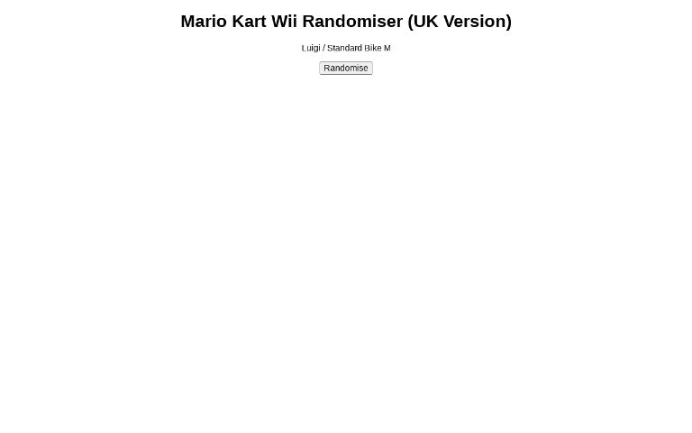 Mario Kart Wii Randomiser (UK Version) ― Perchance Generator