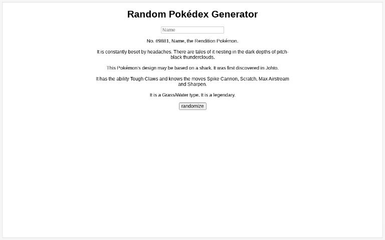 Random Pokédex Generator