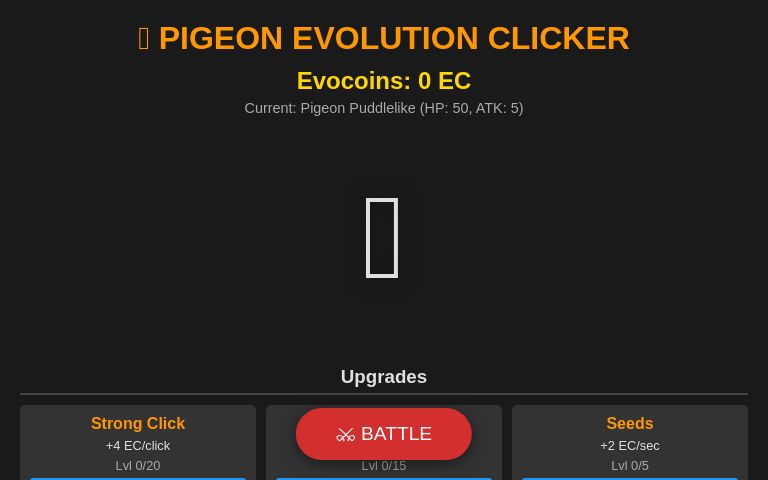 🐦 PIGEON EVOLUTION CLICKER ― Perchance Generator
