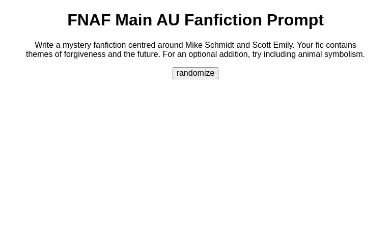 FNAF Main AU Fanfiction Prompt ― Perchance Generator