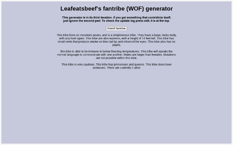 Leafeatsbeef's fantribe (WOF) generator