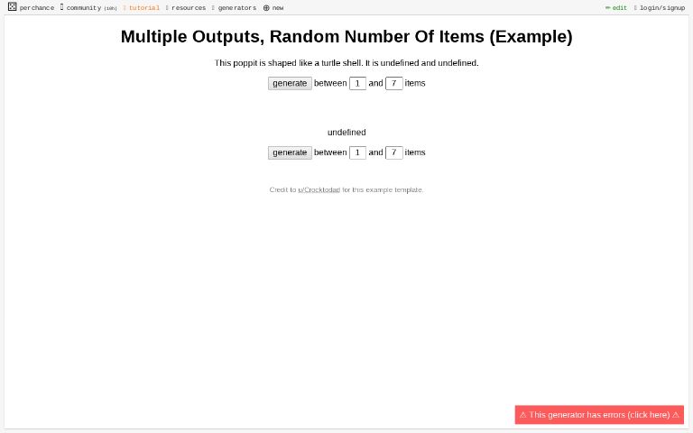 Multiple Outputs, Random Number Of Items (Example) ― Perchance Generator