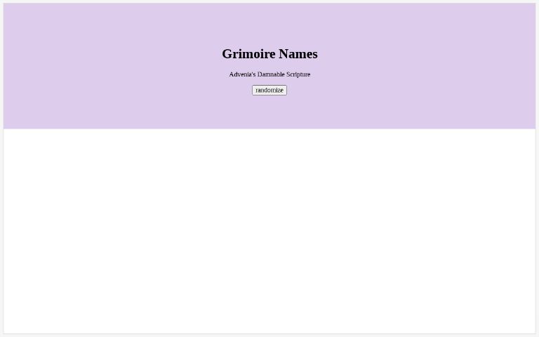 Grimoire Names ― Perchance Generator