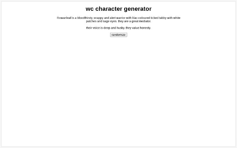 wc character generator