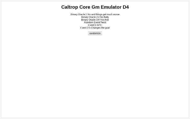 Caltrop Core Gm Emulator D4 ― Perchance Generator