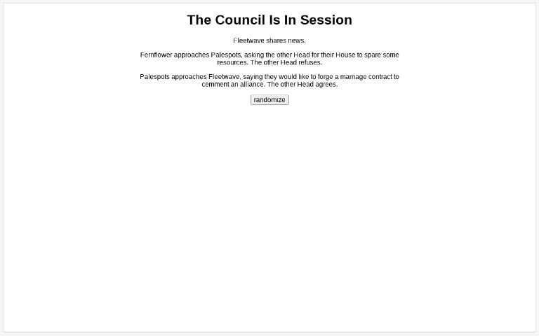 The Council Is In Session ― Perchance Generator
