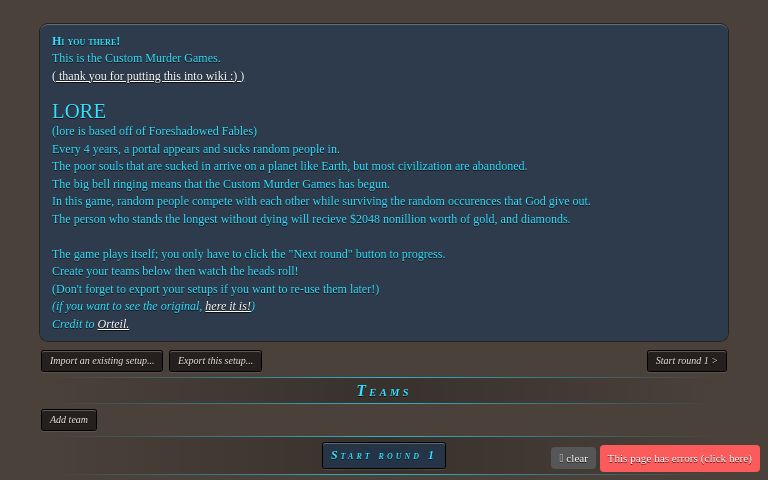 Murder Games ― Perchance Generator