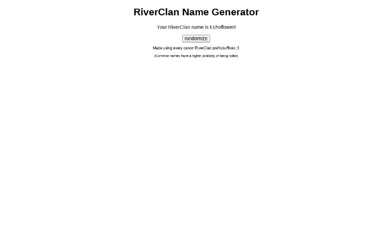 RiverClan Name Generator