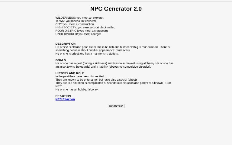 NPC Generator 2.0