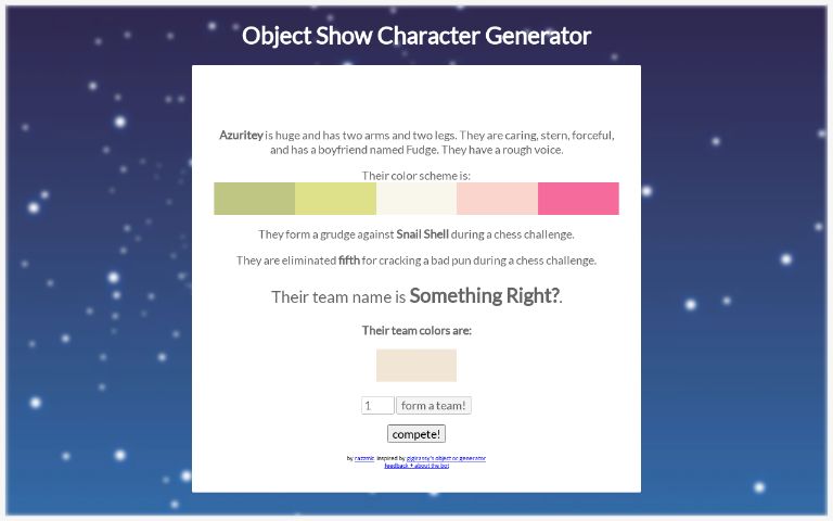 Object Show Character Generator