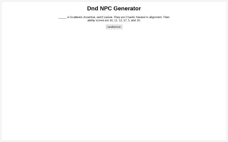 Dnd NPC Generator