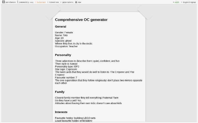 Oc generator but it actually makes sense