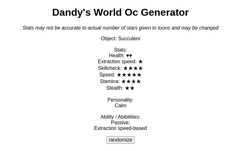 Dandy's World Oc Generator