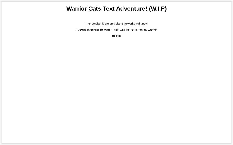 Warrior Cats Text Adventure! (W.I.P) ― Perchance Generator