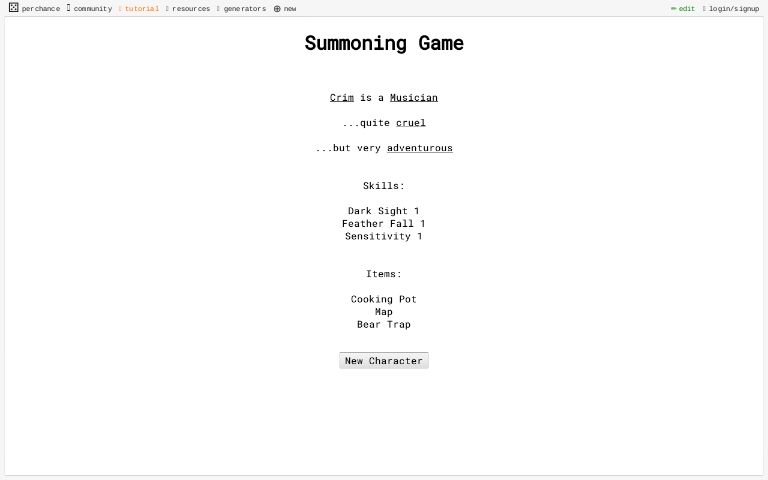 Summoning Game ― Perchance Generator