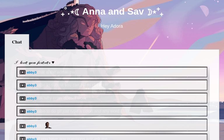 ⋆☾ Anna and Sav ☽⋆⁺₊ ― Perchance Generator