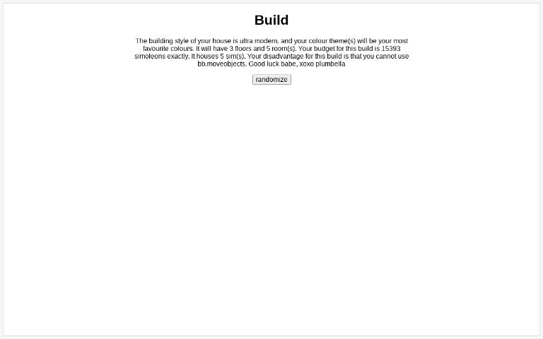 Build ― Perchance Generator