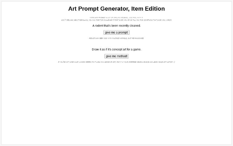Art Prompt Generator, Item Edition