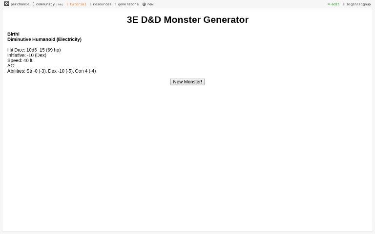 3E D&D Monster Generator