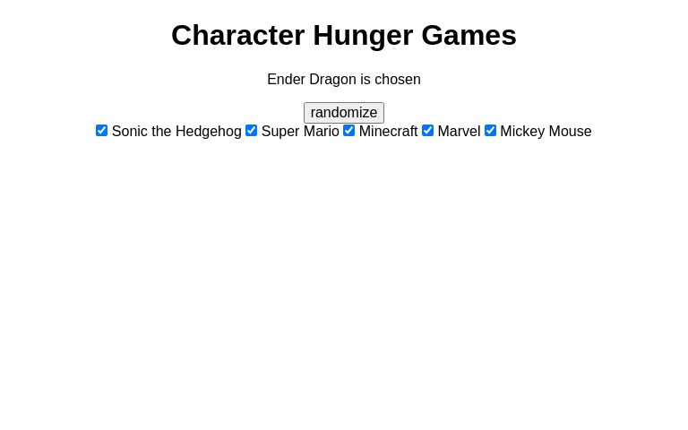 Character Hunger Games ― Perchance Generator