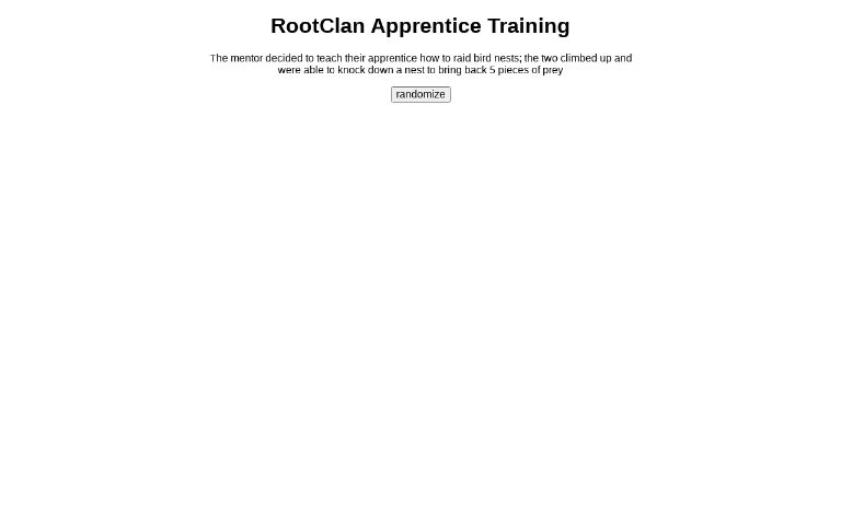 RootClan Apprentice Training ― Perchance Generator