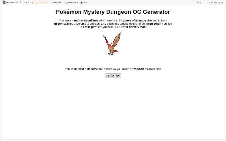 Pokémon Mystery Dungeon OC Generator