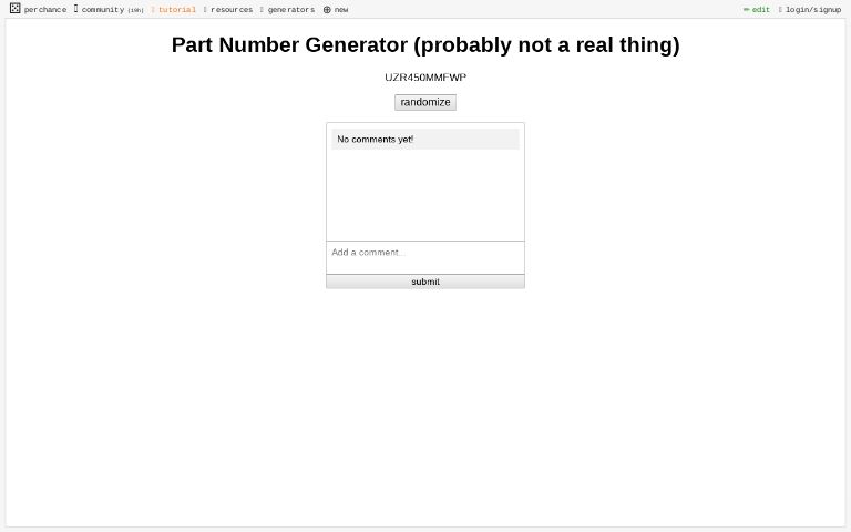 Part Number Generator (probably not a real thing)