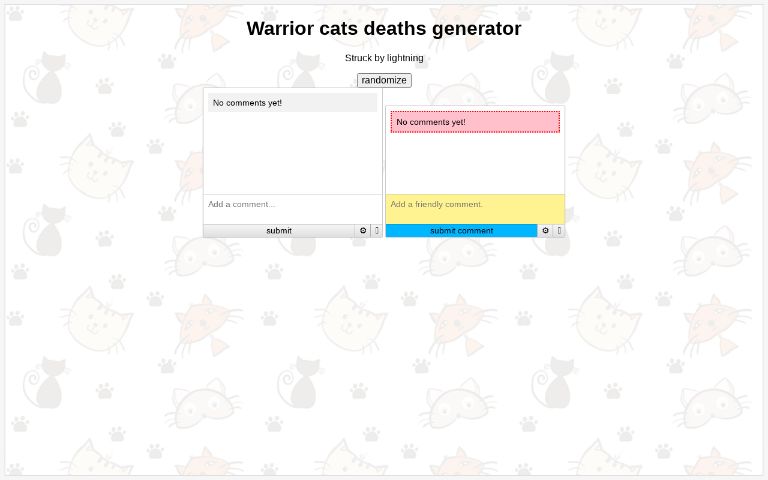 Warrior cats deaths generator