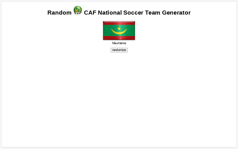 Random CAF National Soccer Team Generator