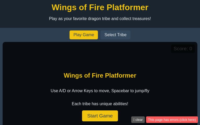 Wings of Fire Platformer ― Perchance Generator
