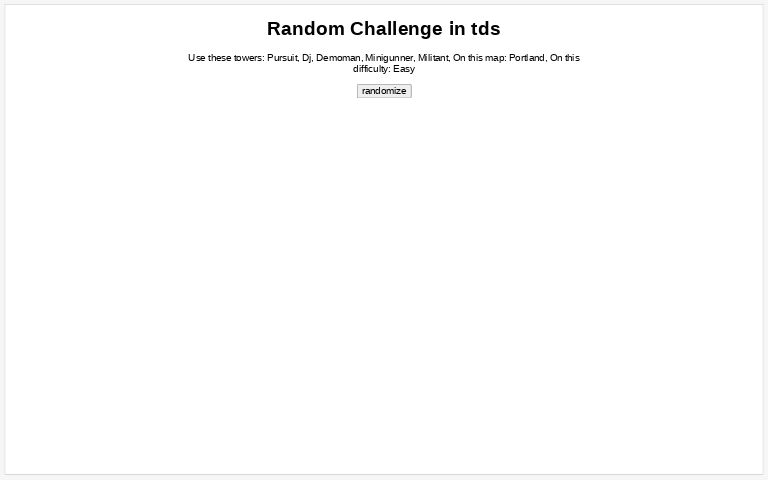Random Challenge in tds ― Perchance Generator