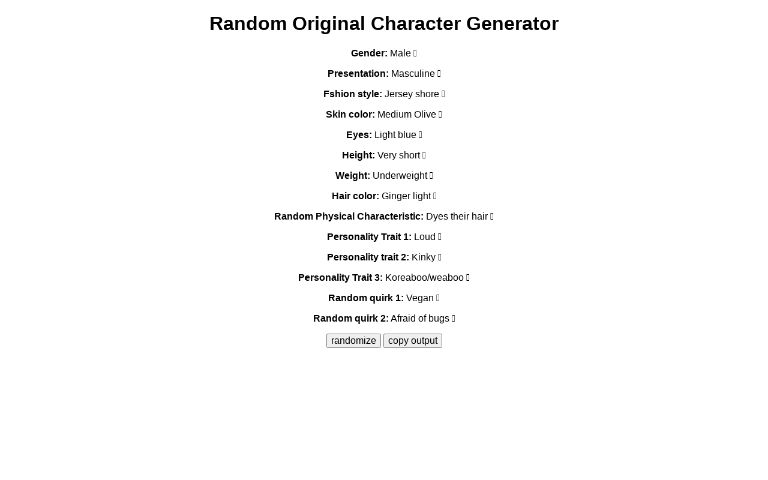 Random Original Character Generator