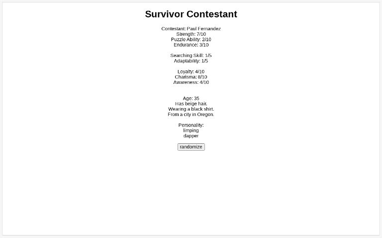 Survivor Contestant ― Perchance Generator