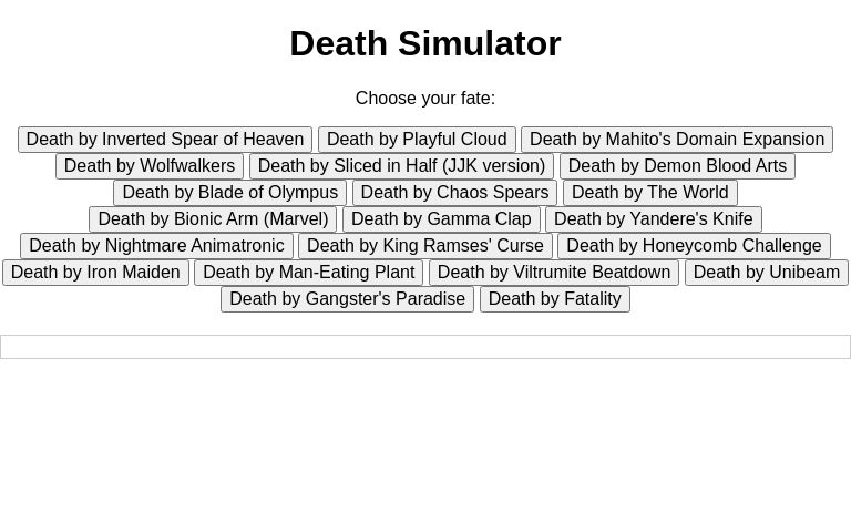Death Simulator ― Perchance Generator