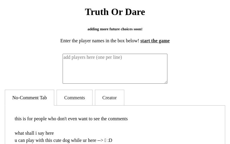 Truth Or Dare ― Perchance Generator