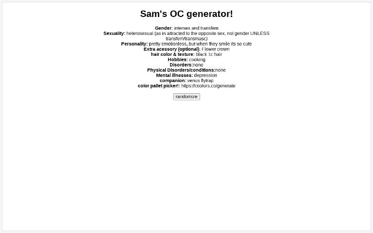 Sam's OC generator!