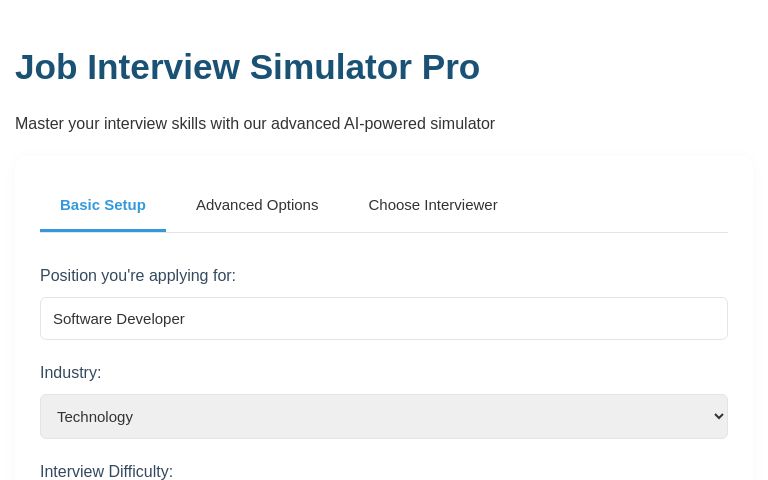 Job Interview Simulator Pro ― Perchance Generator