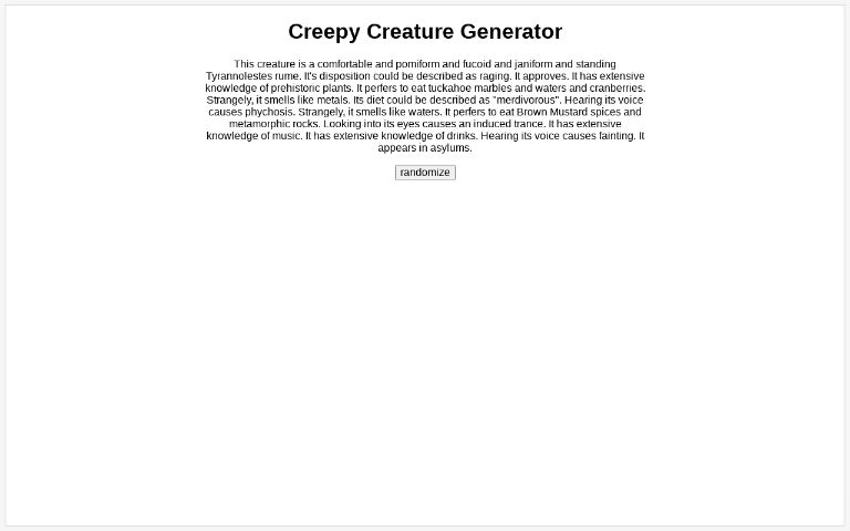Creepy Creature Generator