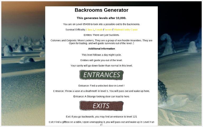 Backrooms Generator