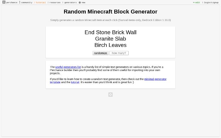 Random Minecraft Block Generator