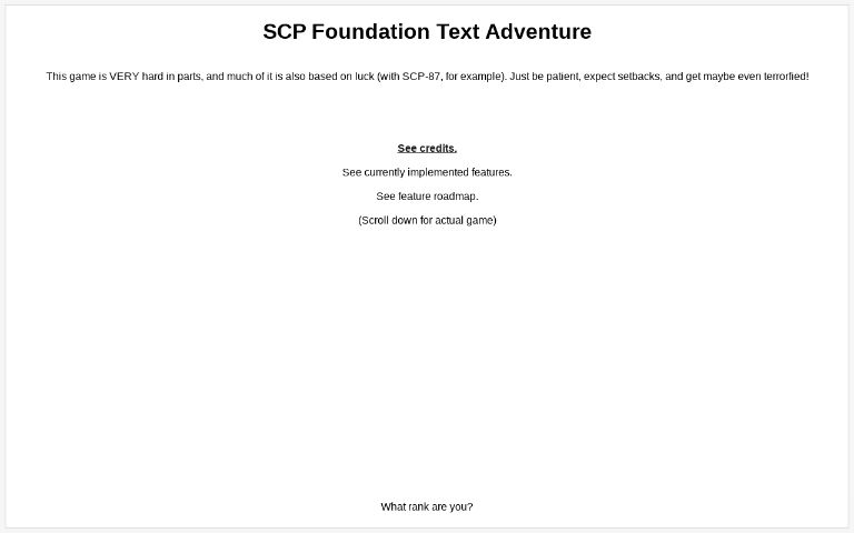 SCP Foundation Text Adventure ― Perchance Generator
