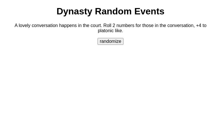 Dynasty Random Events ― Perchance Generator