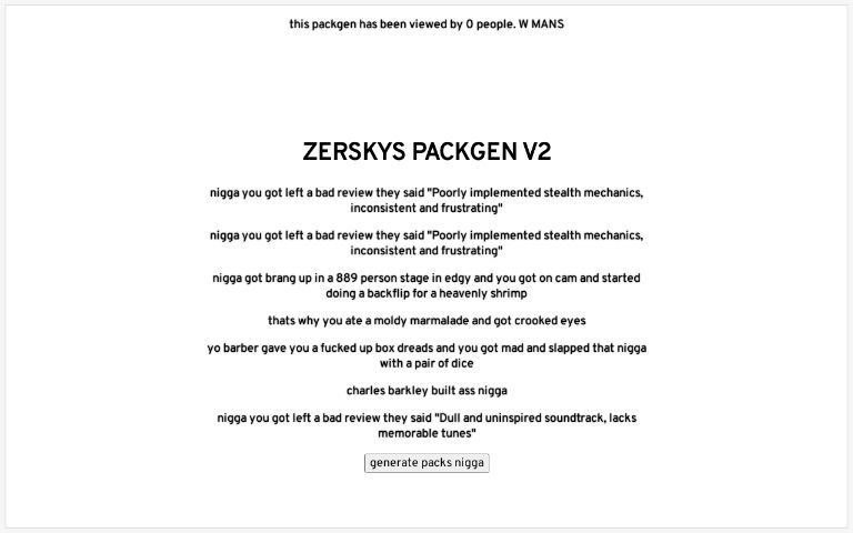 ZERSKYS PACKGEN V2 ― Perchance Generator