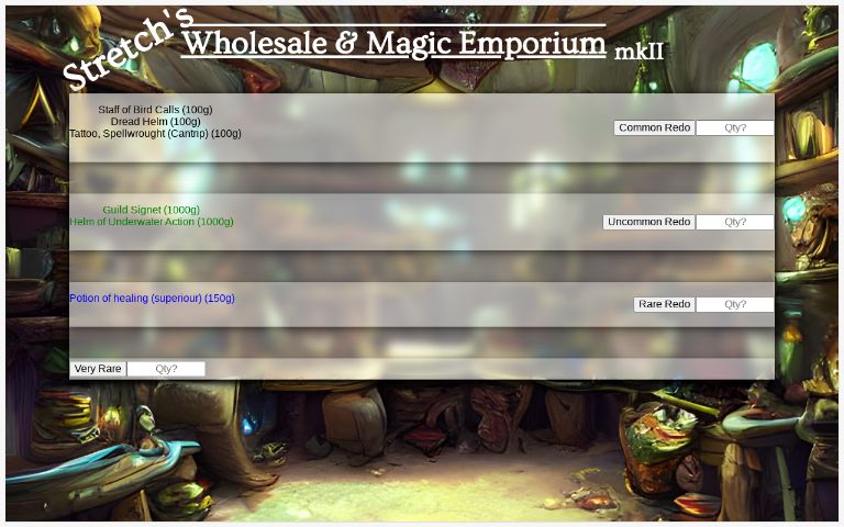 Stretch's Wholesale & Magic Emporium mkII ― Perchance Generator