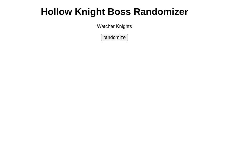 Hollow Knight Boss Randomizer ― Perchance Generator