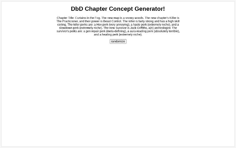 DbD Chapter Concept Generator!