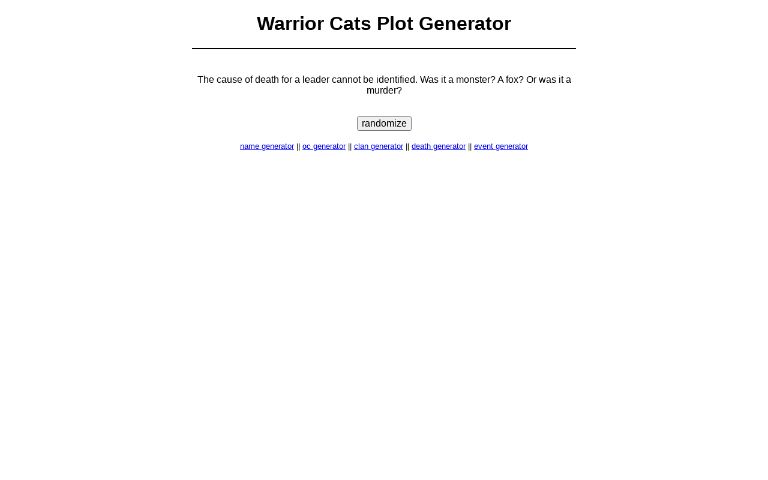 Warrior Cats Plot Generator