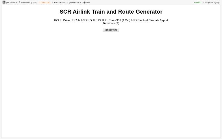 SCR Airlink Train and Route Generator