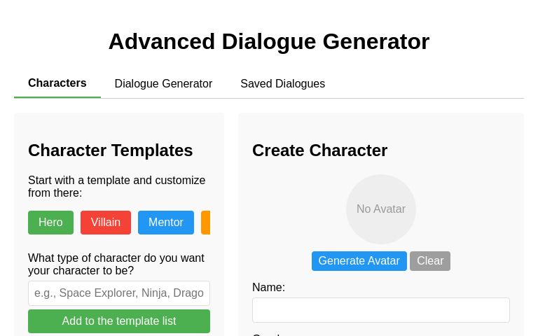 Advanced Dialogue Generator